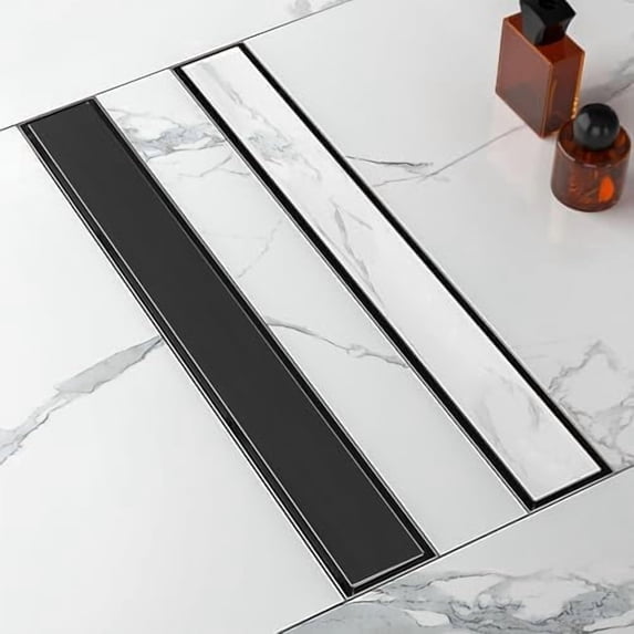 24-Inch Linear Shower Drain with Tile Insert Grate, SUS 304 Stainless ...