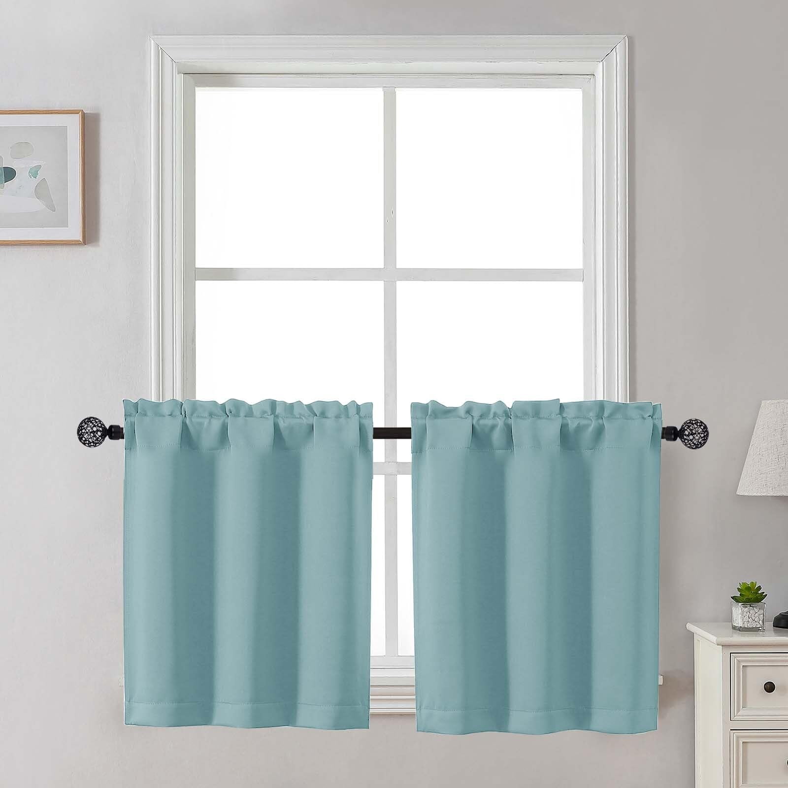24 Inch Long Tier Curtains for Small Windows, Blackout Half Window ...