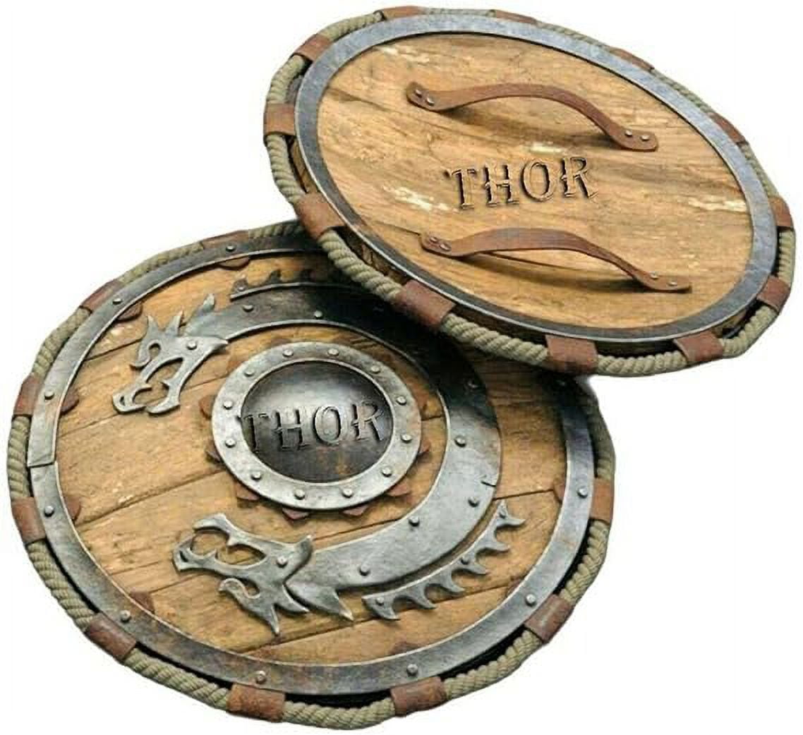 24 Inch Medieval Warrior Wooden Viking Shield Round Shield Dragon Face ...