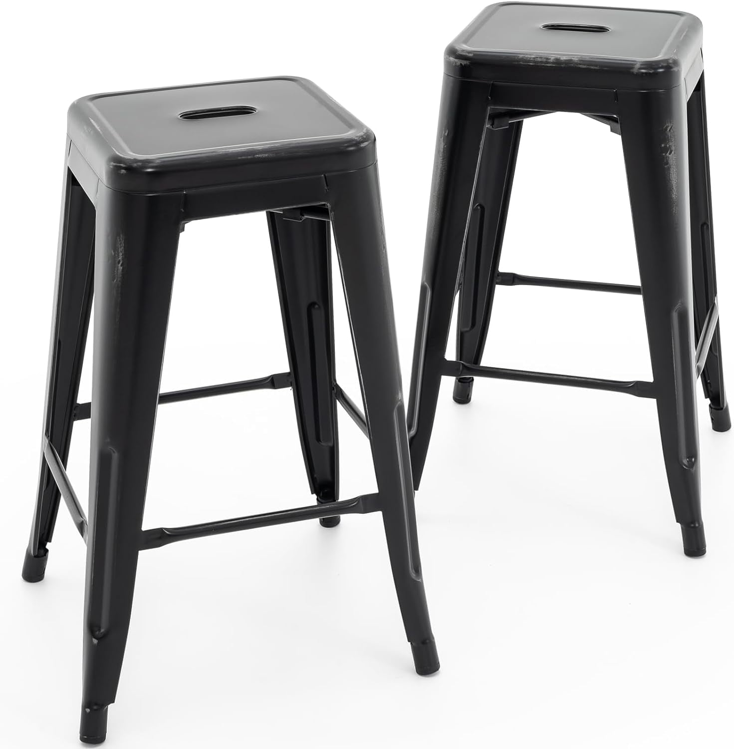 24 Inch Metal Bar Stools, Backless Counter Height Barstools, Indoor ...
