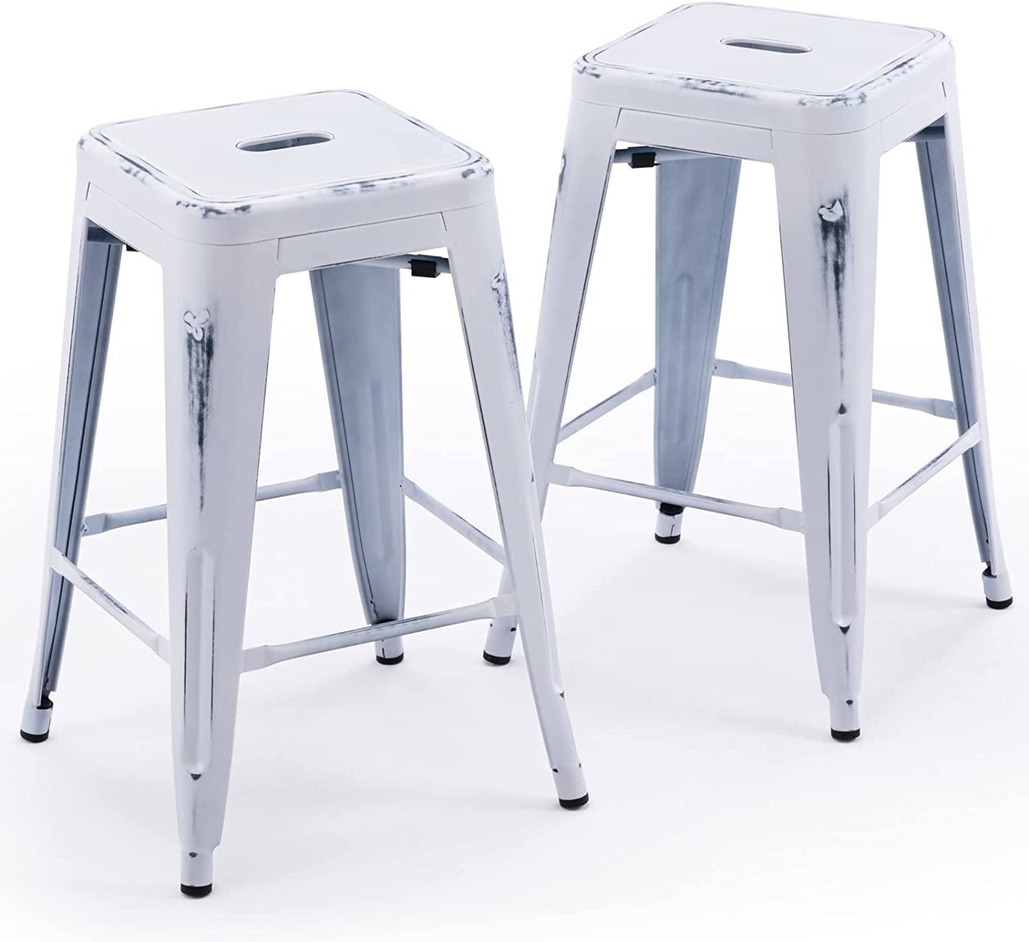 24 Inch Metal Bar Stools, Backless Counter Height Barstools, Indoor ...