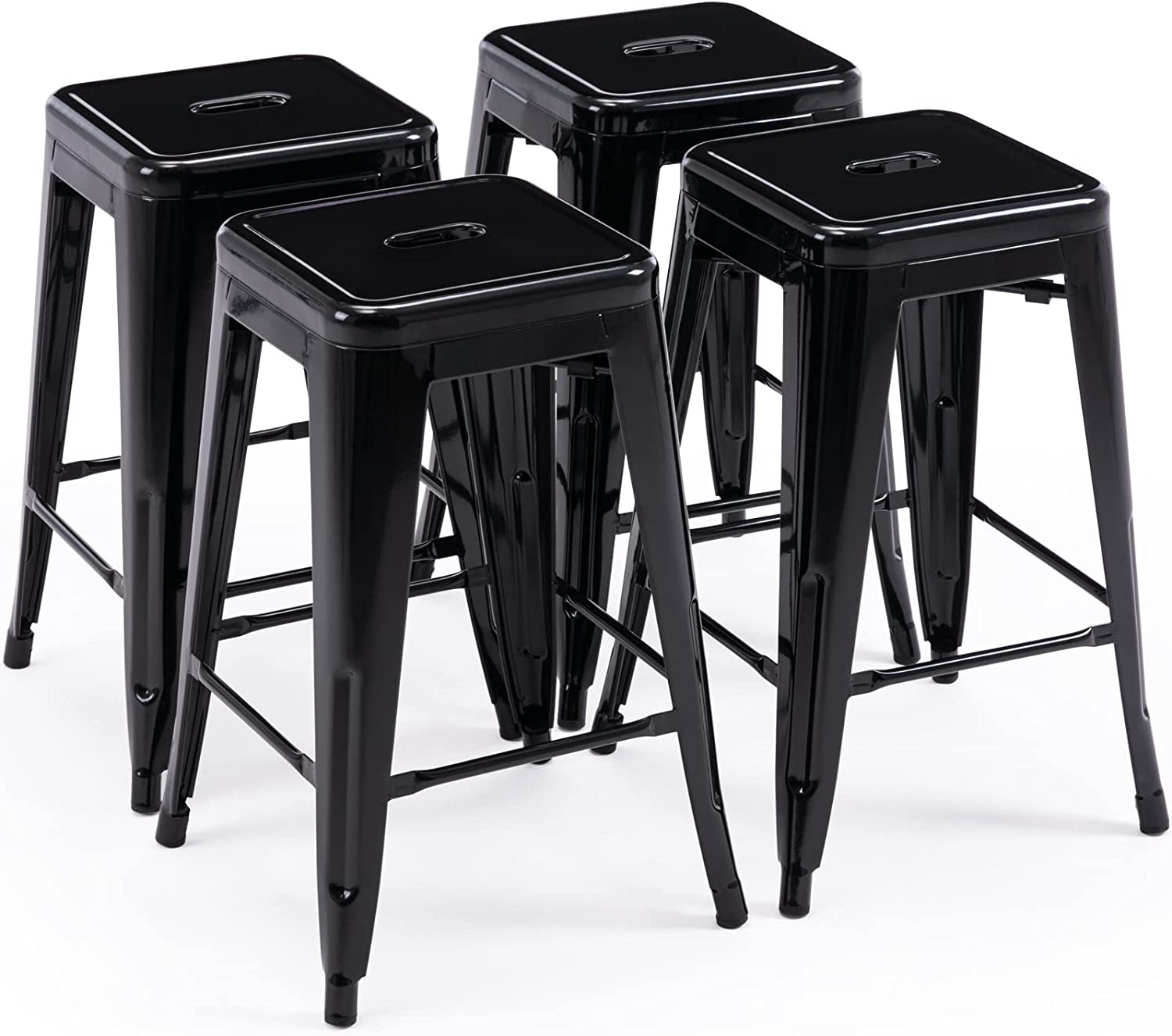 24 Inch Metal Bar Stools, Backless Counter Height Barstools, Indoor ...