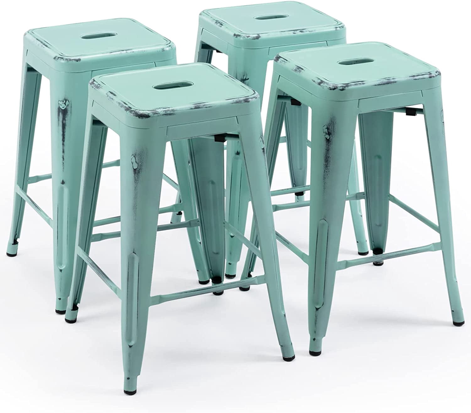 24 Inch Metal Bar Stools, Backless Counter Height Barstools, Indoor ...