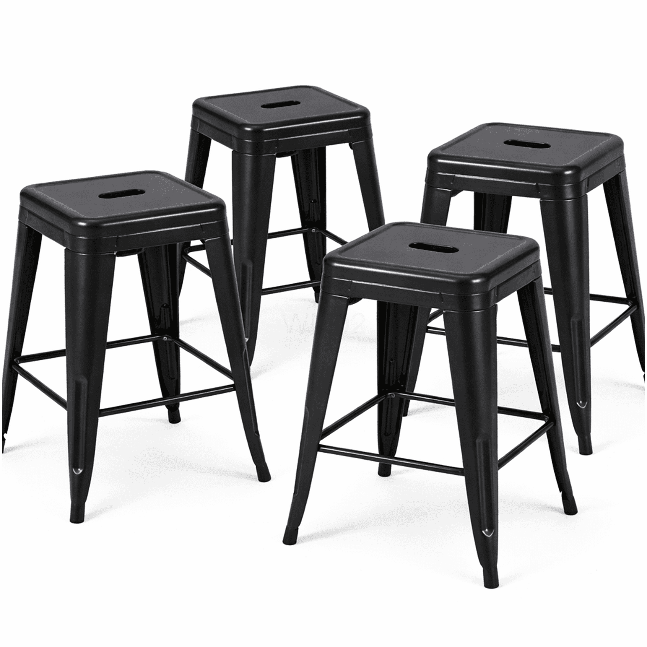 24 Inch Metal Bar Stools Set of 4, Backless Counter Height Stools with ...
