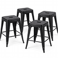 24 Inch Metal Bar Stools Set of 4, Backless Counter Height Stools with ...