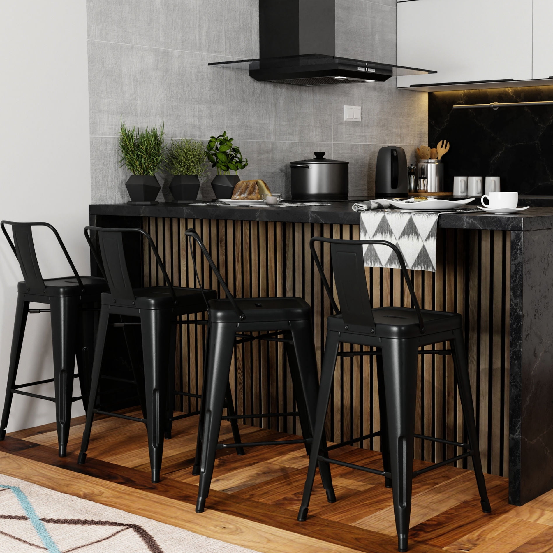 24-Inch Metal Counter Height Stools (Set of 4) | Ideal for Counters ...