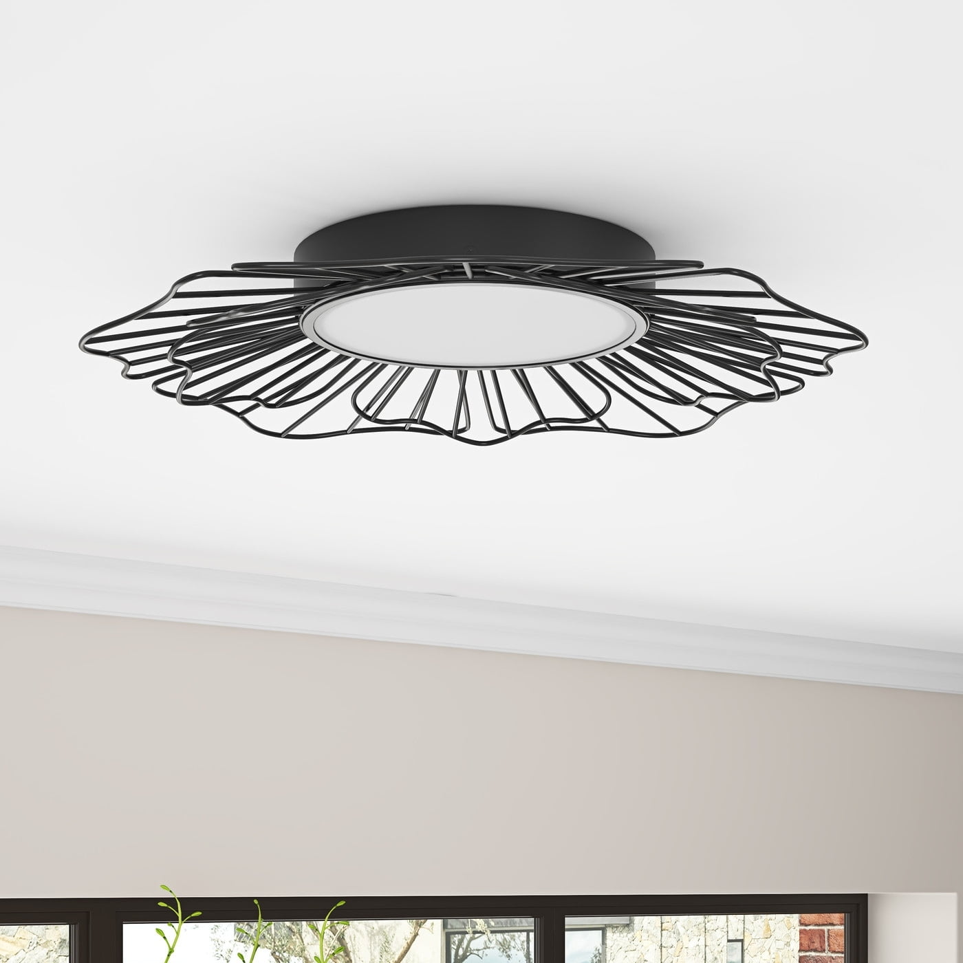24-Inch Modern 1-Light Dimmable LED Flush Mount Ceiling Lamp, 4000K ...