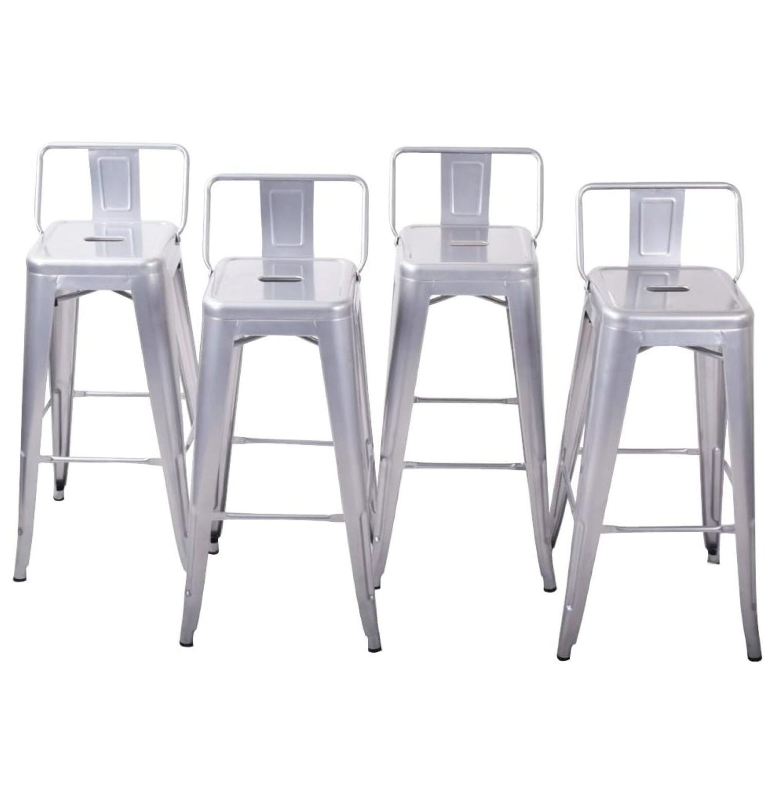 24 Inch Modern Metal Bar Stools, Low Back Indoor Outdoor Restaurant ...