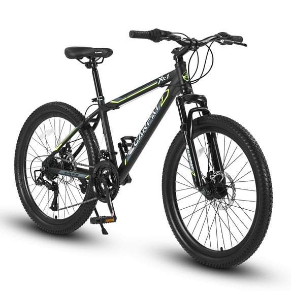 24 Inch Mountain Bike, Steel Frame, 21 Speed with Dual Disc Brakes and ...