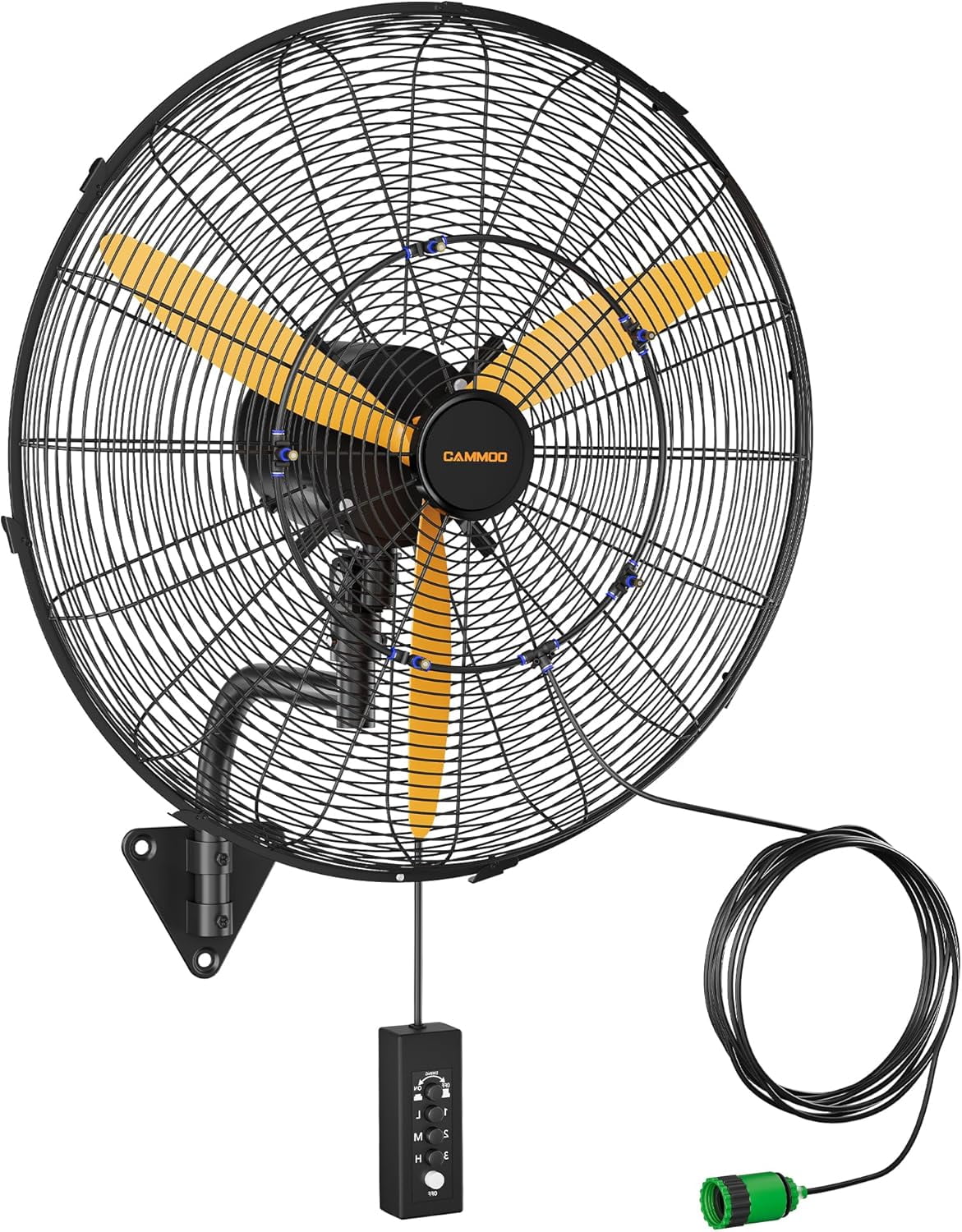 24 Inch Oscillating Misting Wall Mount Fan, Extra Long Wired Remote and ...