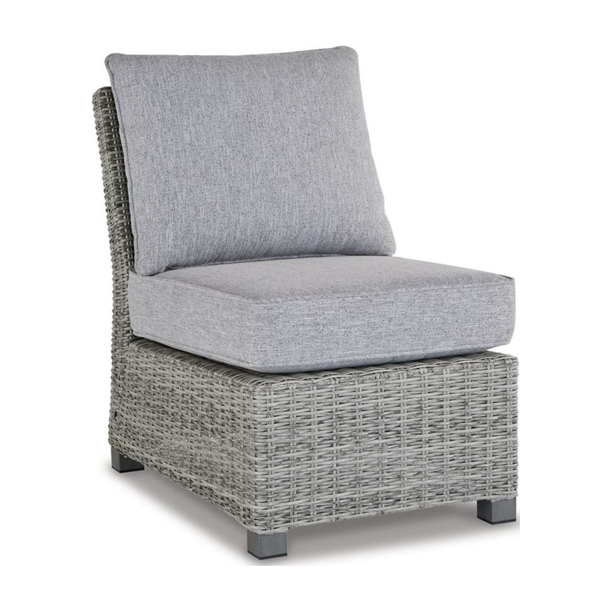 24 Inch Outdoor Accent Chair Gray Cushions and All Weather Resin Wicker ...