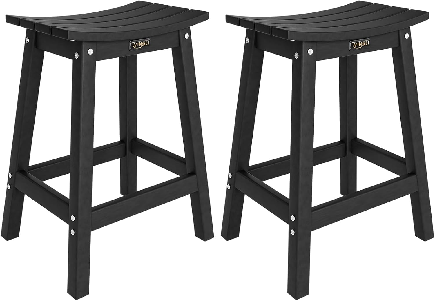 24 Inch Outdoor Bar Stools Set of 2, HDPE Weather Resistance Counter ...