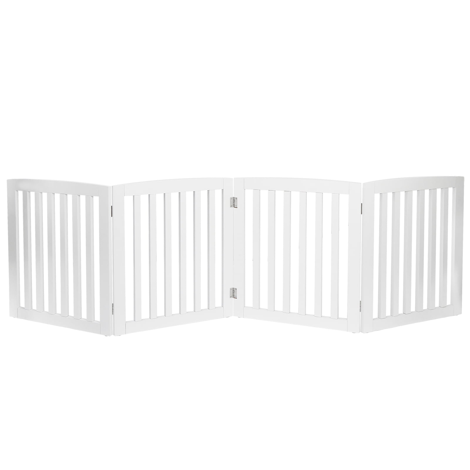 24 Inch Pet Dog Gate, Foldable Freestanding Dog Door 4 Panel, White ...