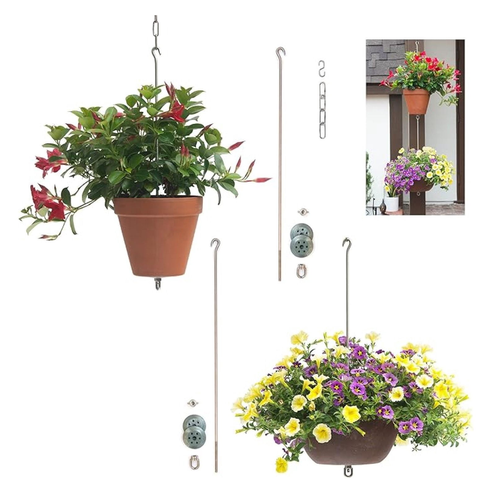 24 Inch Pot Hangers with Grow Chains - Hanging Planter Kits for Clay ...