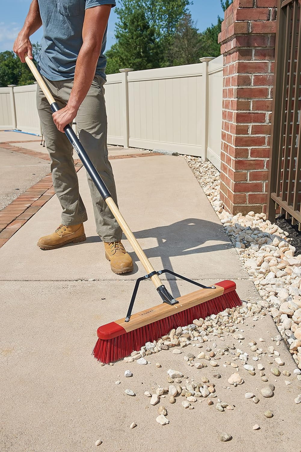 24 Inch Premium Indoor/Outdoor Wet/Dry Push Broom with Wood Handle ...