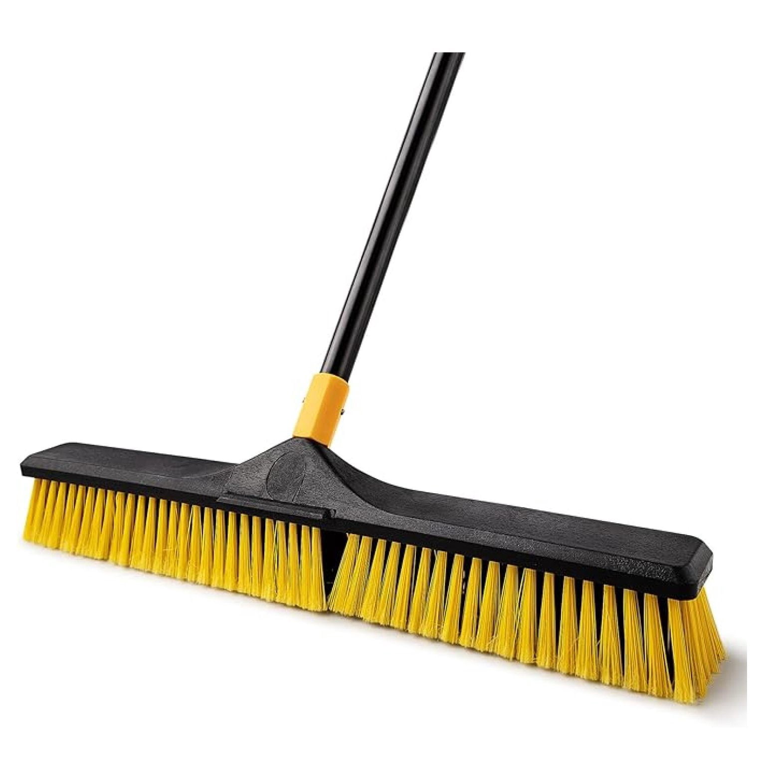 24 Inch Push Broom with Long Handle - Heavy Duty Outdoor Broom for ...