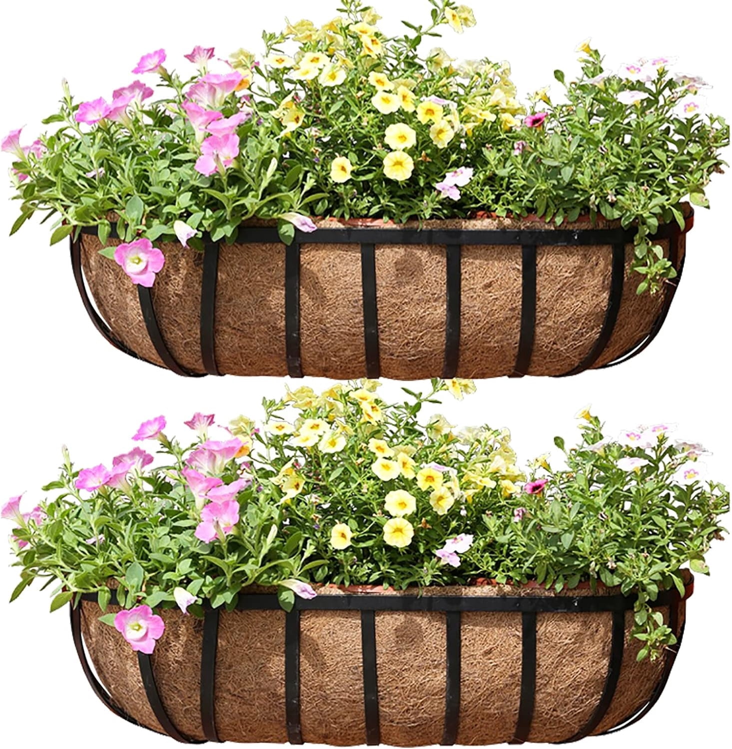 24 Inch Railing Planter Window Box Deck Balcony Rail Planter with Coco ...