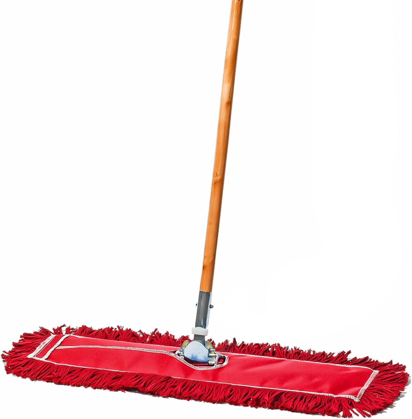 24 Inch Red Commercial Dust Mop & Floor Sweeper – Wood Handle Floor Mop ...
