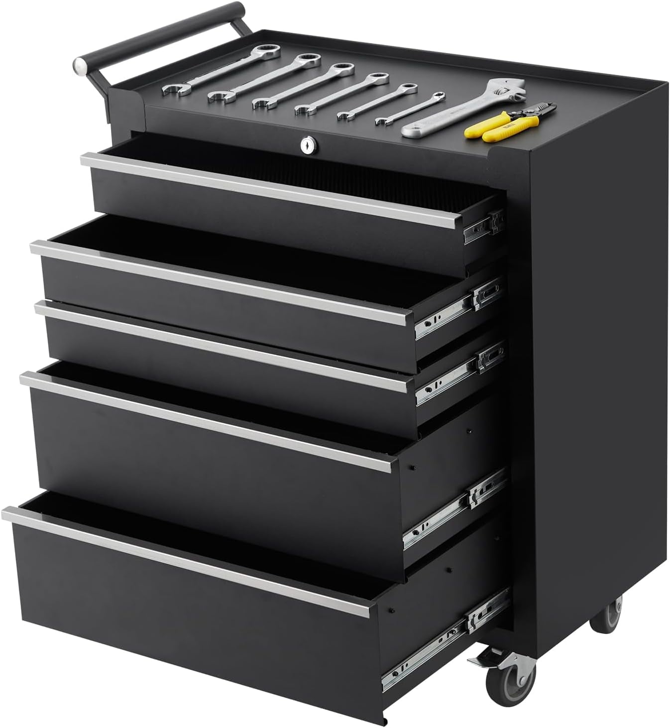 24-Inch Rolling Tool Chest with 5 Drawers - Mobile Tool Storage Cabinet ...