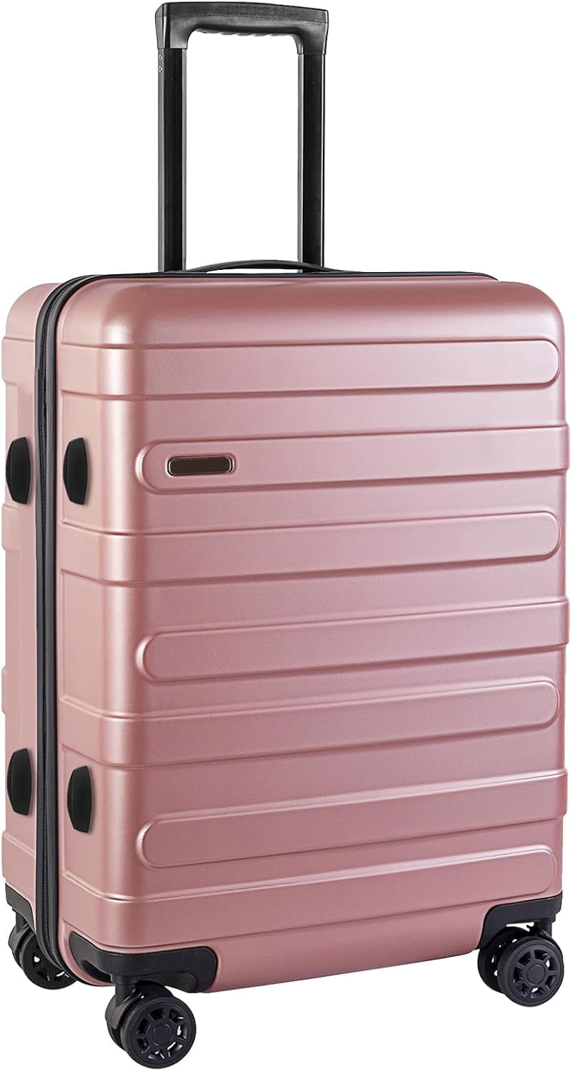 24 Inch Rose Gold Lightweight Hardside Luggage Suitcase with TSA Lock ...