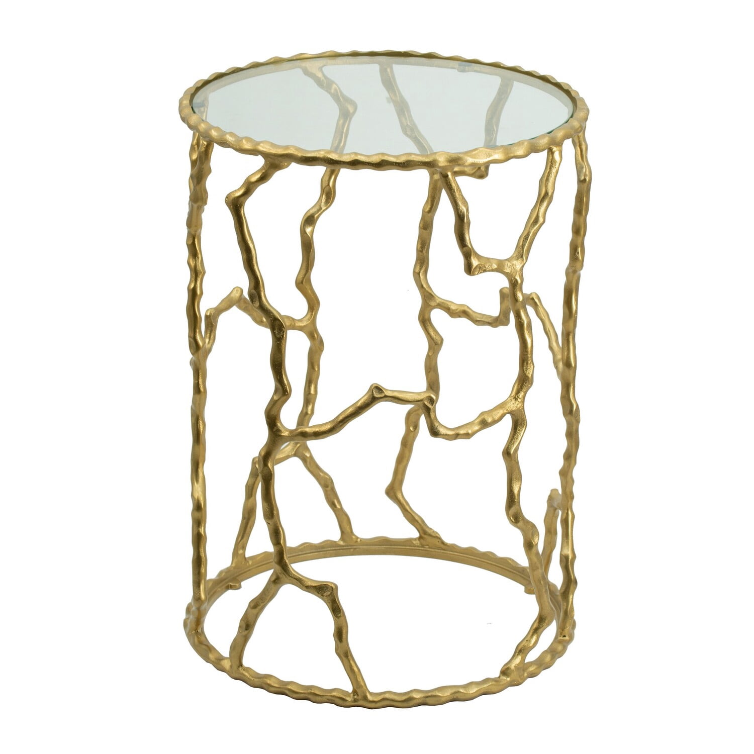 24 Inch Round Accent Table, Intricate Metal Twig Inspired Open Frame ...