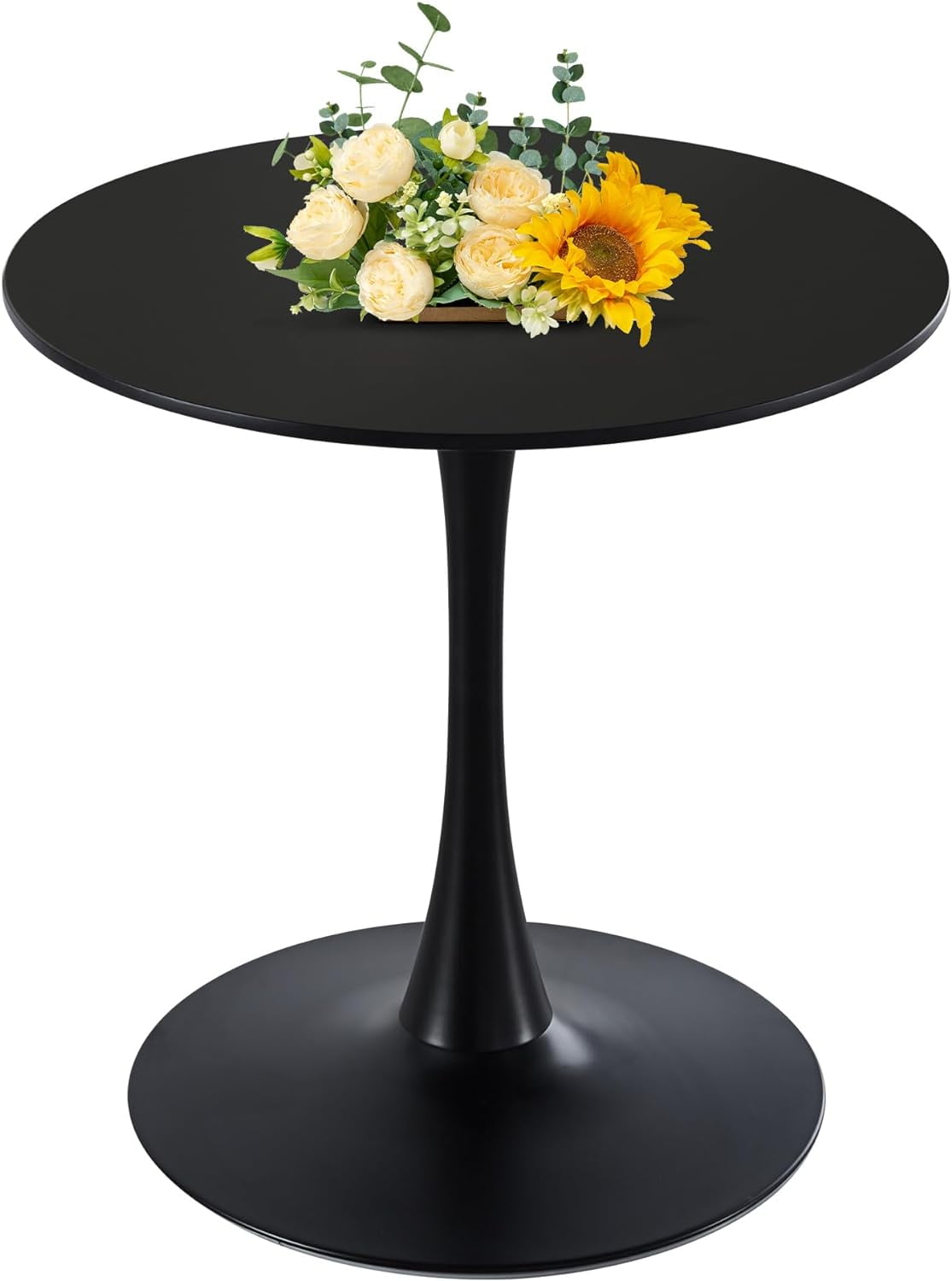 24 Inch Round Dining Table,Mid-Century Tulip Table with Metal Pedestal ...