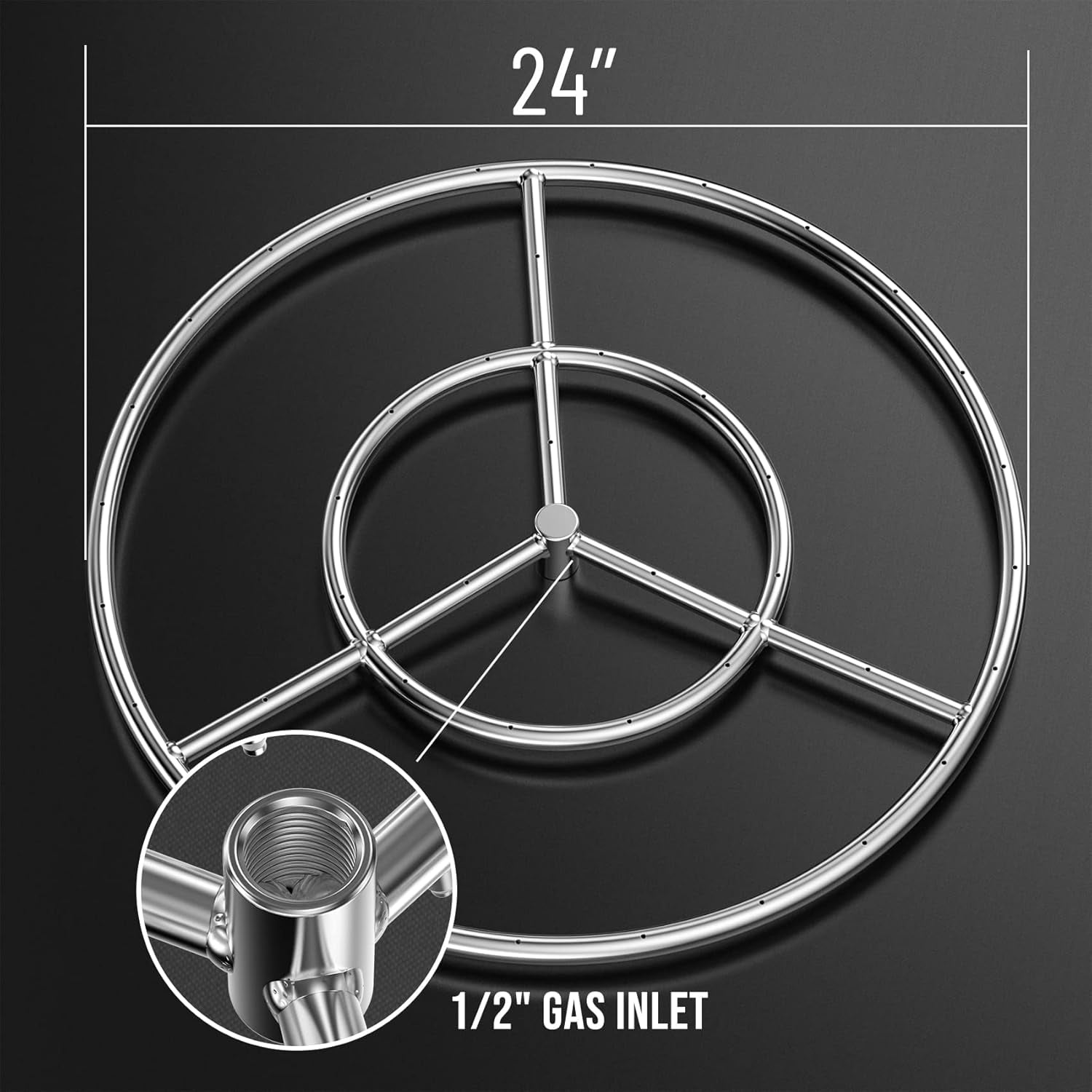 24-Inch Round Fire Pit Burner Ring, 304 Stainless Steel - Walmart.com