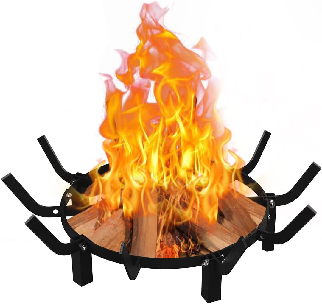 24 Inch Round Fire Pit Grate with 10 Bars for Firepit, Heavy Duty ...