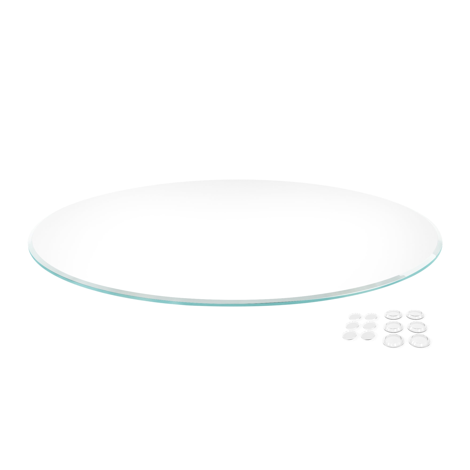 24 Inch Round Glass Table Top with Beveled Edge, Low Iron Tempered ...