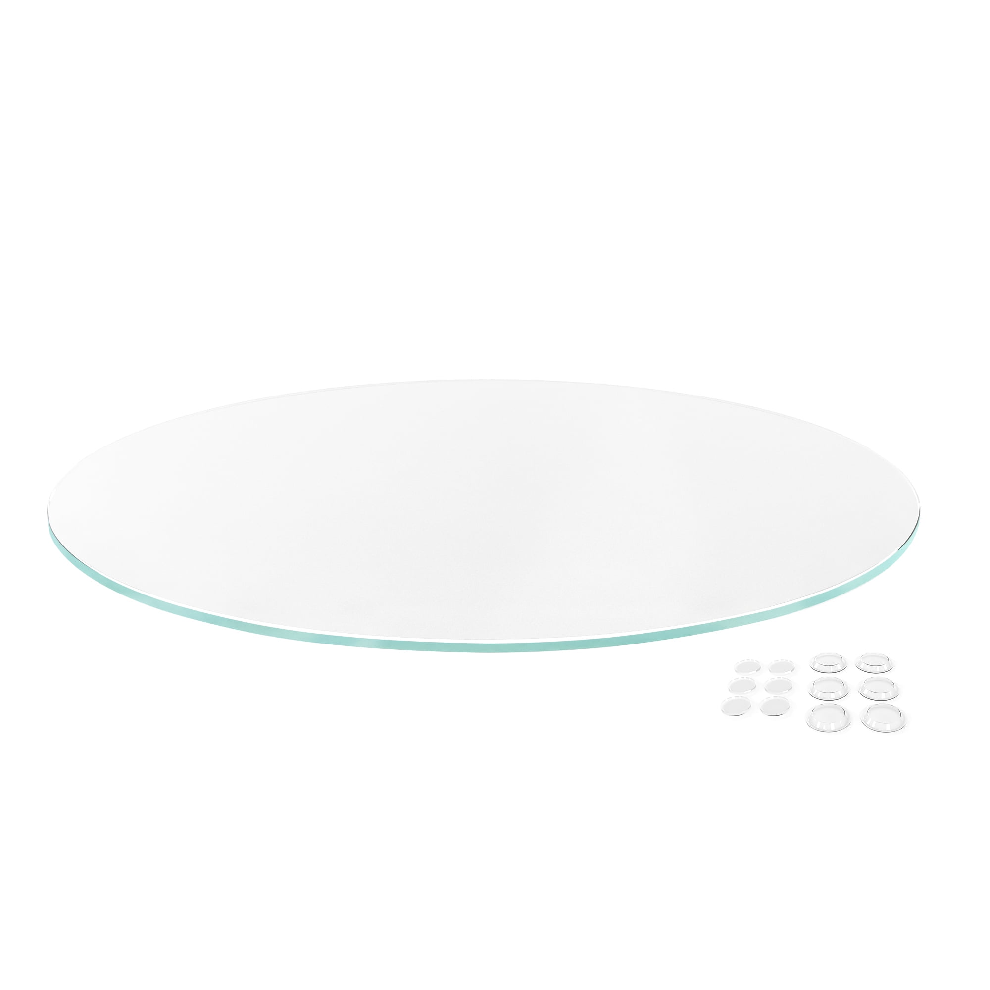 24 Inch Round Glass Table Top with Flat Edge, Low Iron Tempered Glass 1 ...
