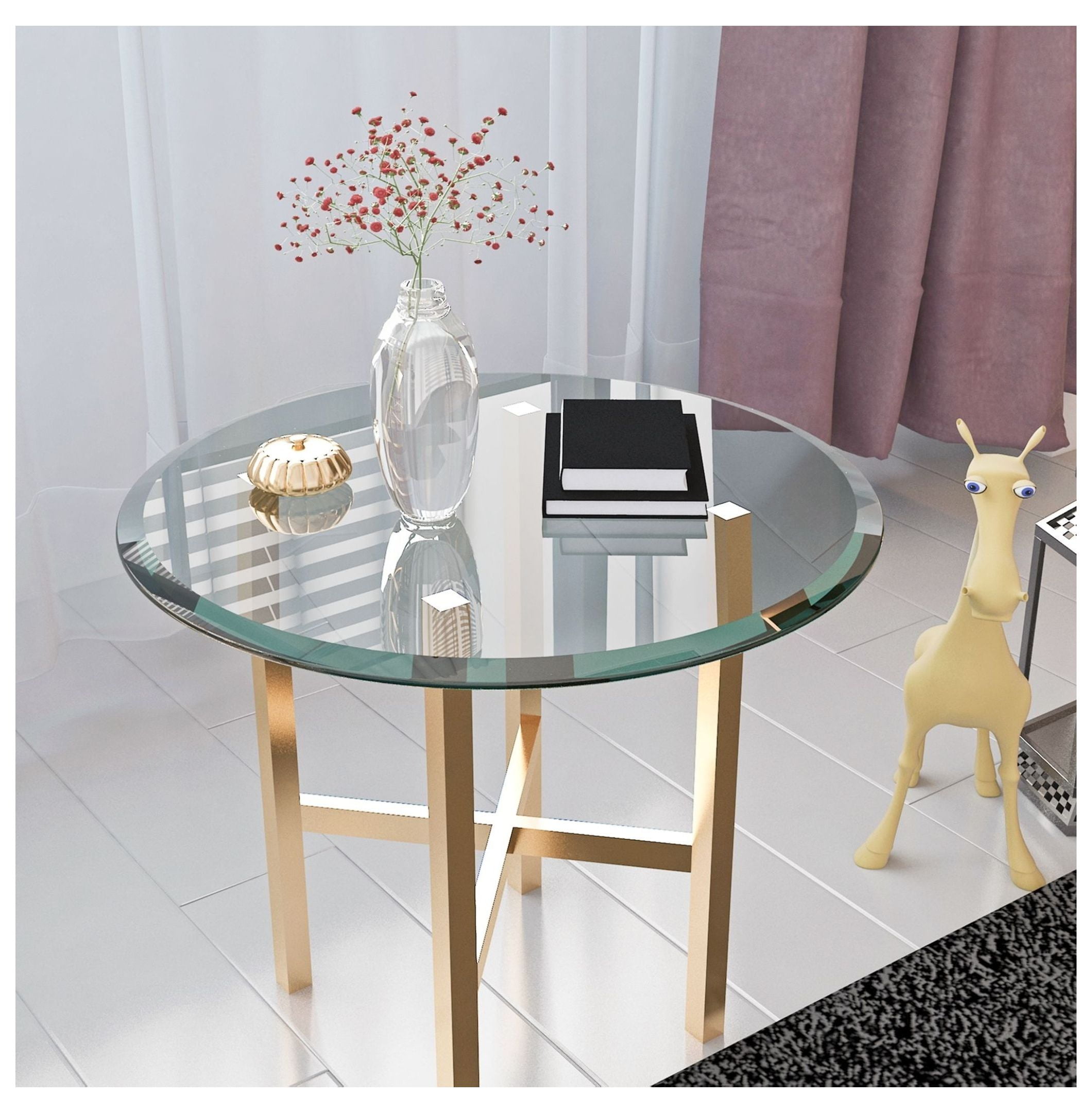 24" Inch Round Tempered Glass Table Top Clear Glass 1/2" Inch Thick ...
