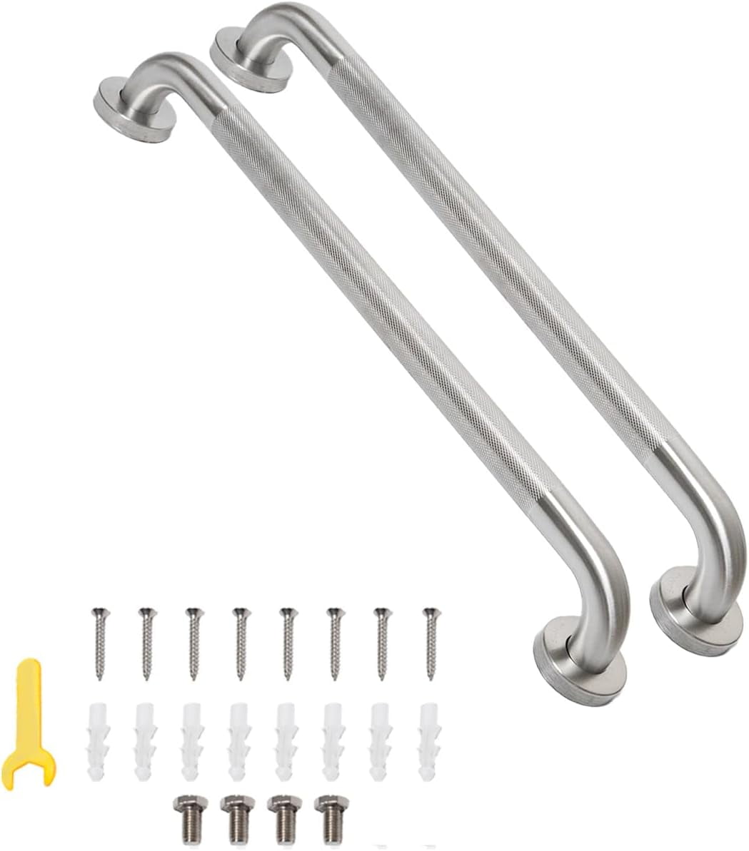 2 Pack Brushed Nickel 24 inch Shower Grab Bars, Anti-Slip Stainless ...