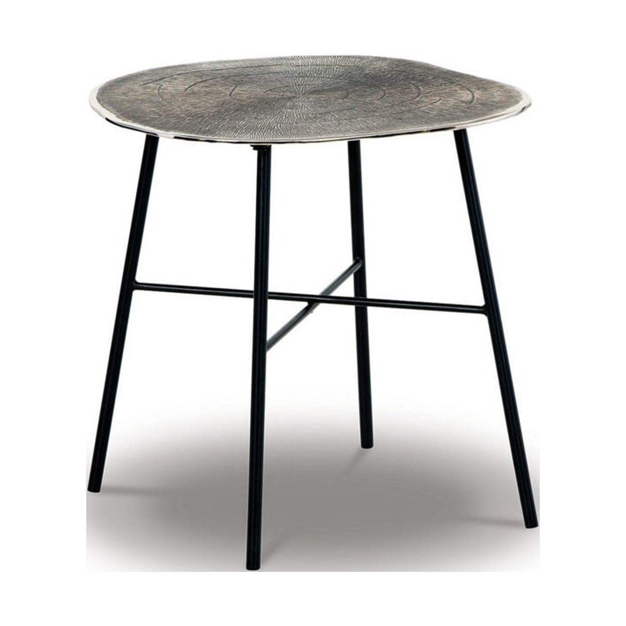 24 Inch Side End Table, Unique Gray Cast Aluminum Surface, Sturdy Iron ...