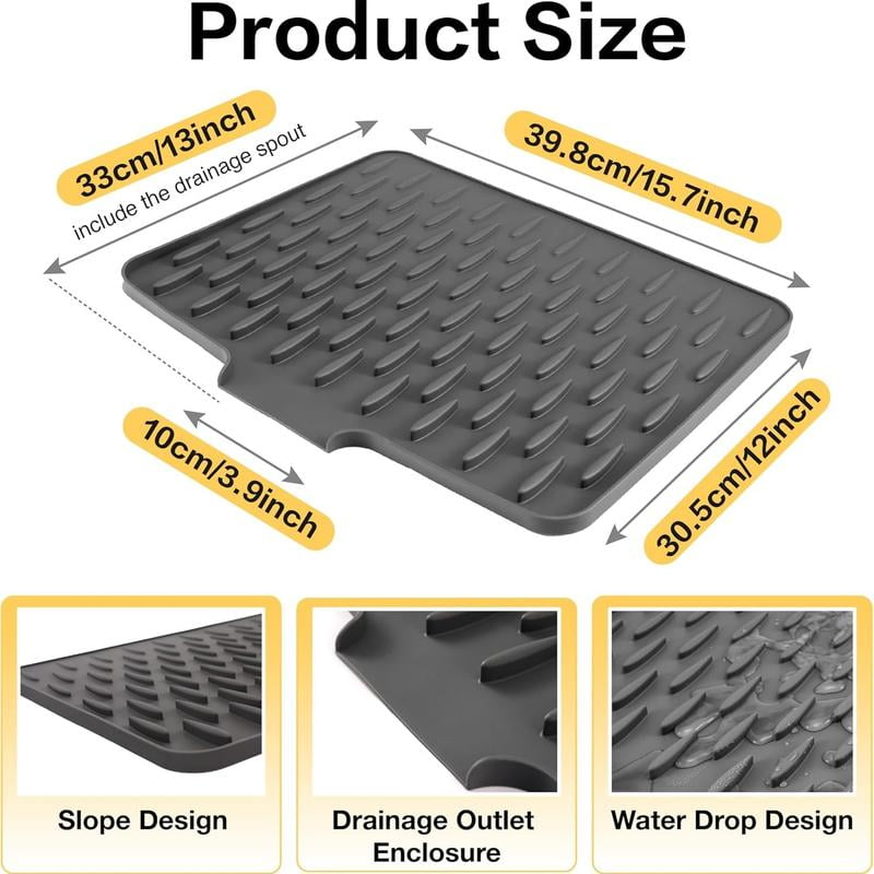 24 Inch Silicone Faucet Mat For Kitchen Sink, 5° Slope Fast Self ...