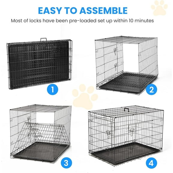 Dog Crate, 36 Inch Medium Wire Kennel with Divider Panel, Metal Cages ...