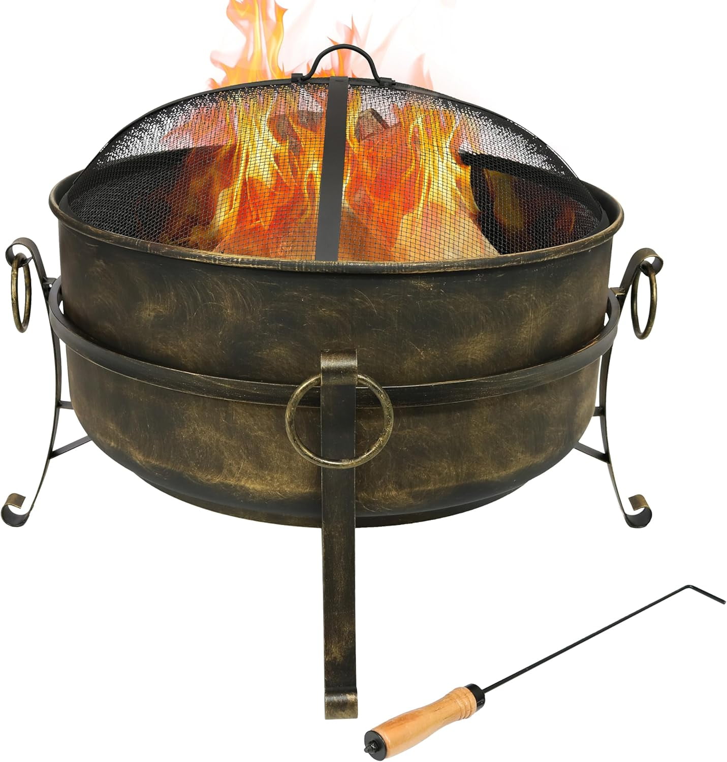 24-Inch Small Fire Pit for Outside - Wood-Burning Fire Pit Bowl for ...