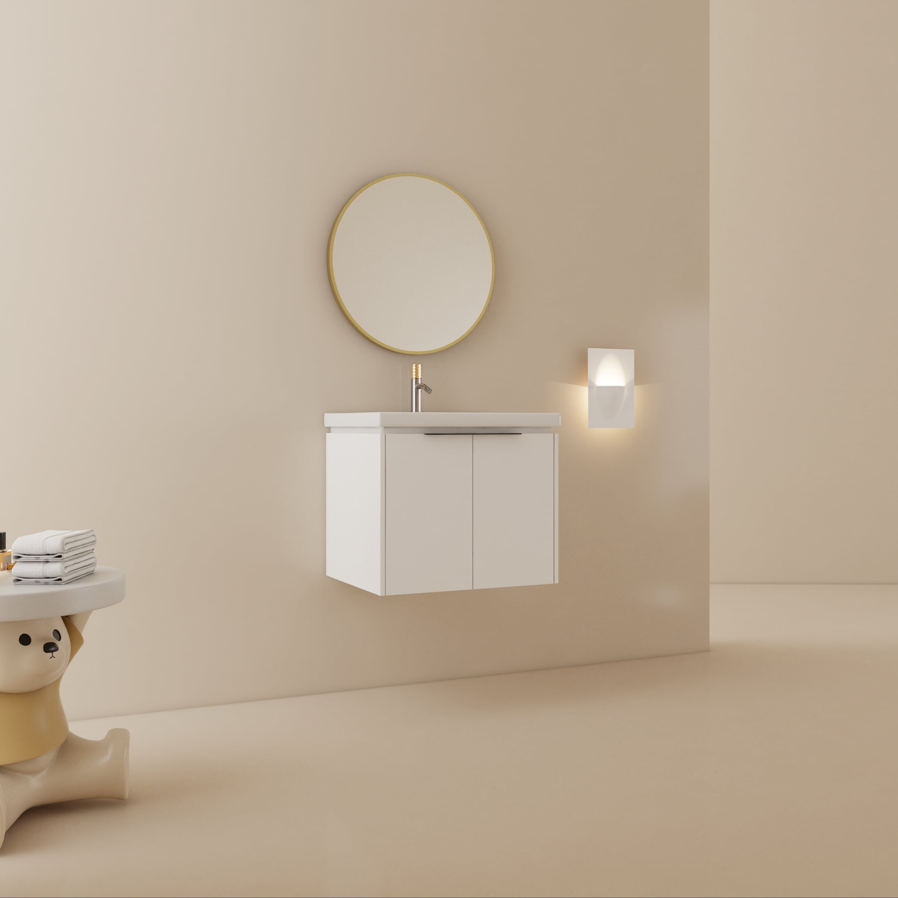 24 Inch Soft Close Doors Bathroom Vanity With Sink, Suitable For Small ...