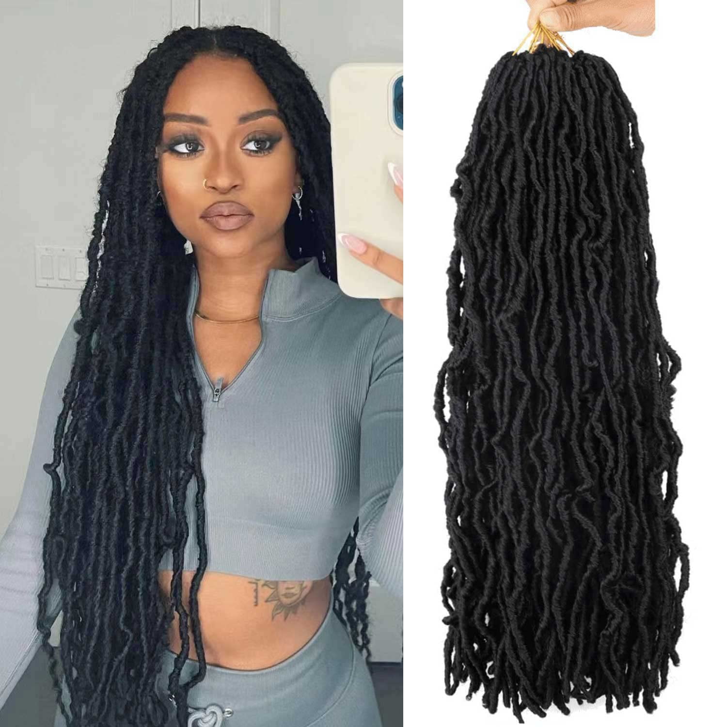 24 Inch Soft Locs Crochet Hair Pre Looped 6 Packs Faux Locs Crochet ...
