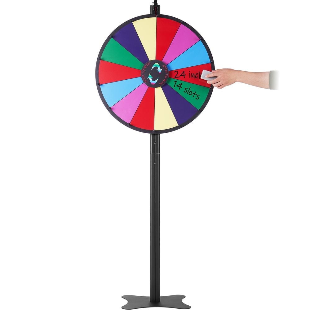 24-Inch Spinning Prize Wheel with 14 Slots,Dry Erase Roulette Wheel Kit ...
