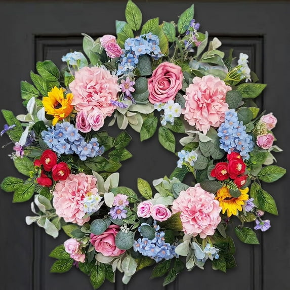 24 Inch Spring Summer Wreaths for Front Door, Spring Summer Door ...