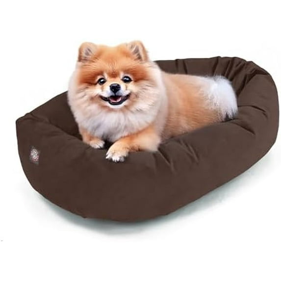 24 Inch Suede Calming Dog Bed Washable 24x19x7 (Inch) – Cozy Soft Round ...