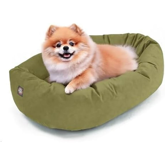 24 Inch Suede Calming Dog Bed Washable 24x19x7 (Inch) – Cozy Soft Round ...