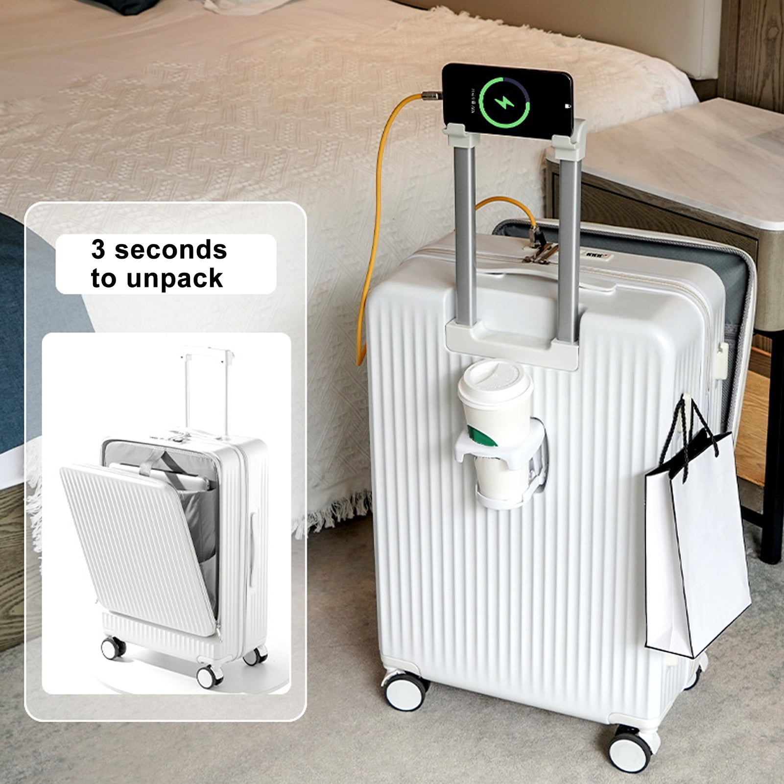 24 Inch Suitcase, Front Open Carry on Luggage, Built-in lock Carry on ...