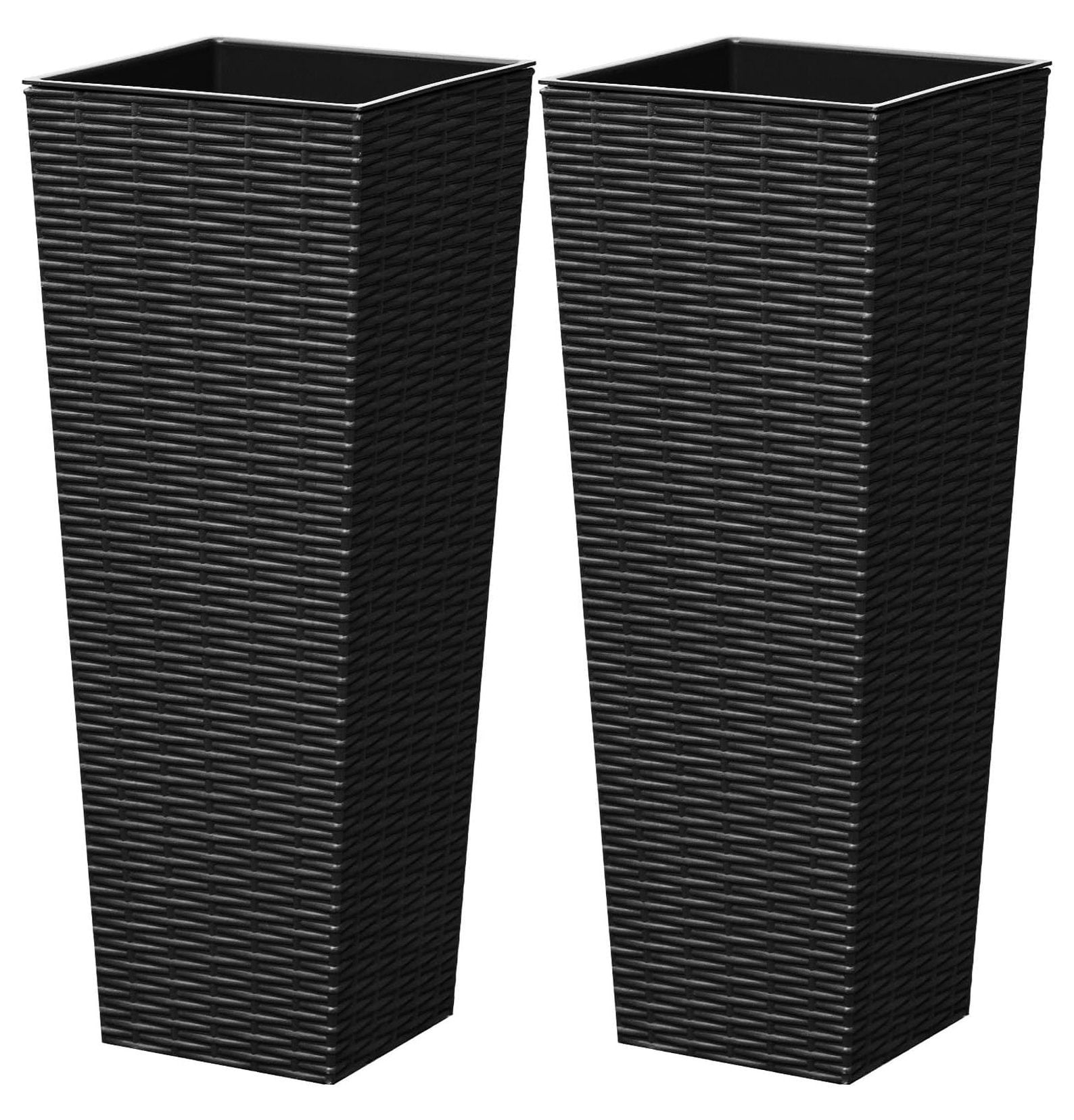 24 Inch Tall Plastic Planters with Rattan Texture – Set of 2 ...