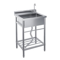 KFFKFF Stainless Steel Utility Sink, Single Compartment with Faucet ...