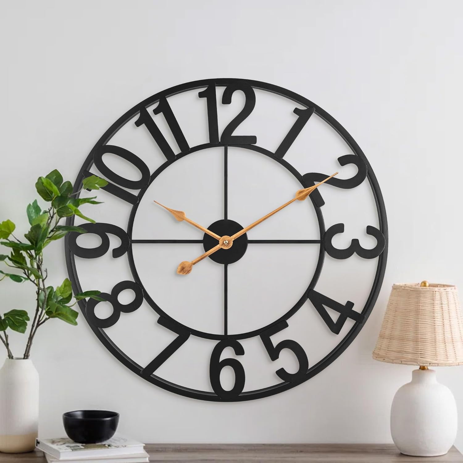 24 Inch Wall Clock for Living Room Decor, Modern Industrial Wall Clocks ...