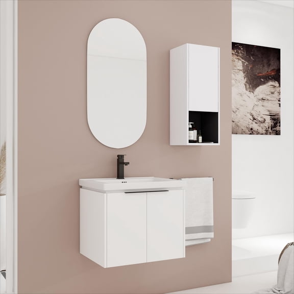 24 Inch Bathroom Vanity with Soft-Close Doors & Integrated Sink - Space ...