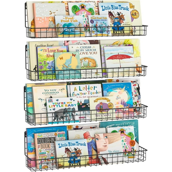 dxynlzq Wall Mounted Metal Bookshelf Floating Book Shelves for Nursery ...