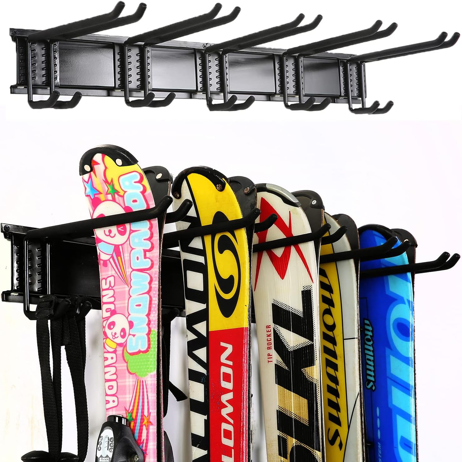 24-Inch Wall Mounted Ski Rack, Holds Up to 300lbs, Powder-Coated Steel ...