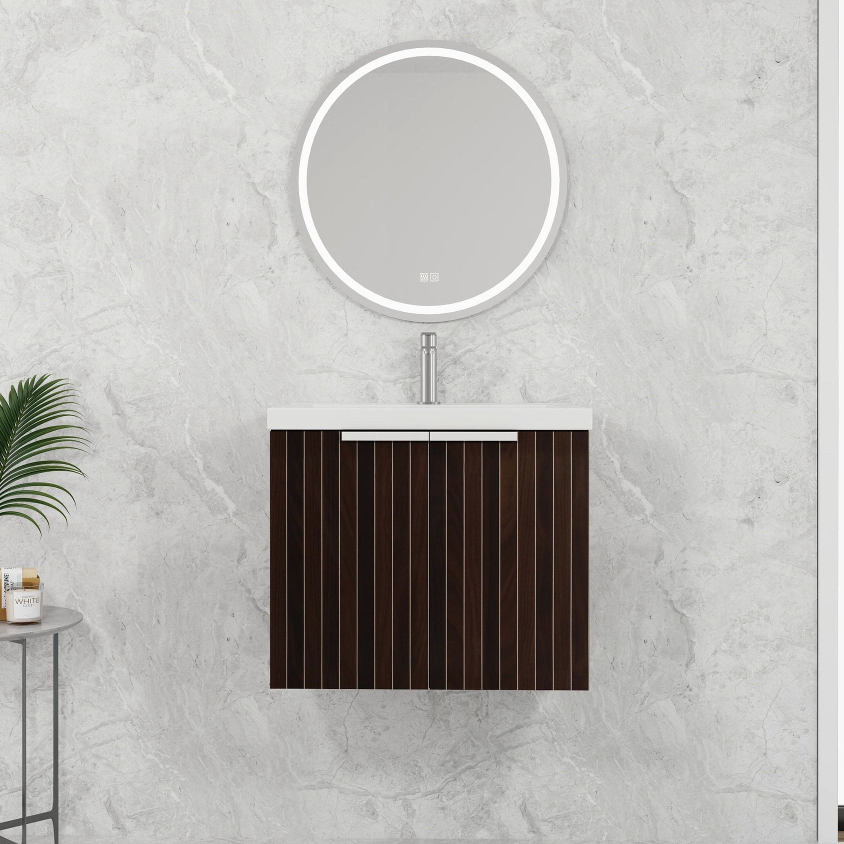 24 Inch Wall - Mounted Vanity with Silver - Brown Stripe | Cozy ...